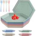 4 Pieces Deep Unbreakable Plastic Plates, Reusable Hexagonal Dinnerware ...