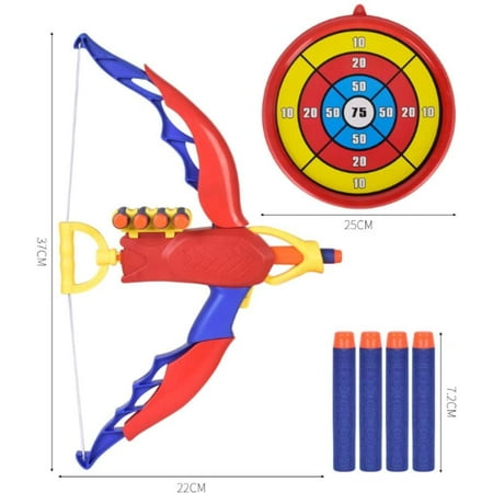 Kids Bow and Arrow Gun Toy Set with 4 Soft Bullet 1 Bows 1 Target ...