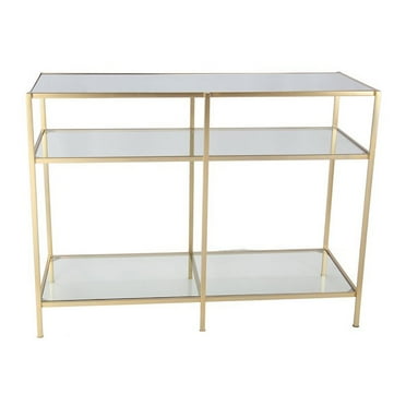 Decmode Modern Iron and Glass Geometric Lattice Console Table, Gold ...
