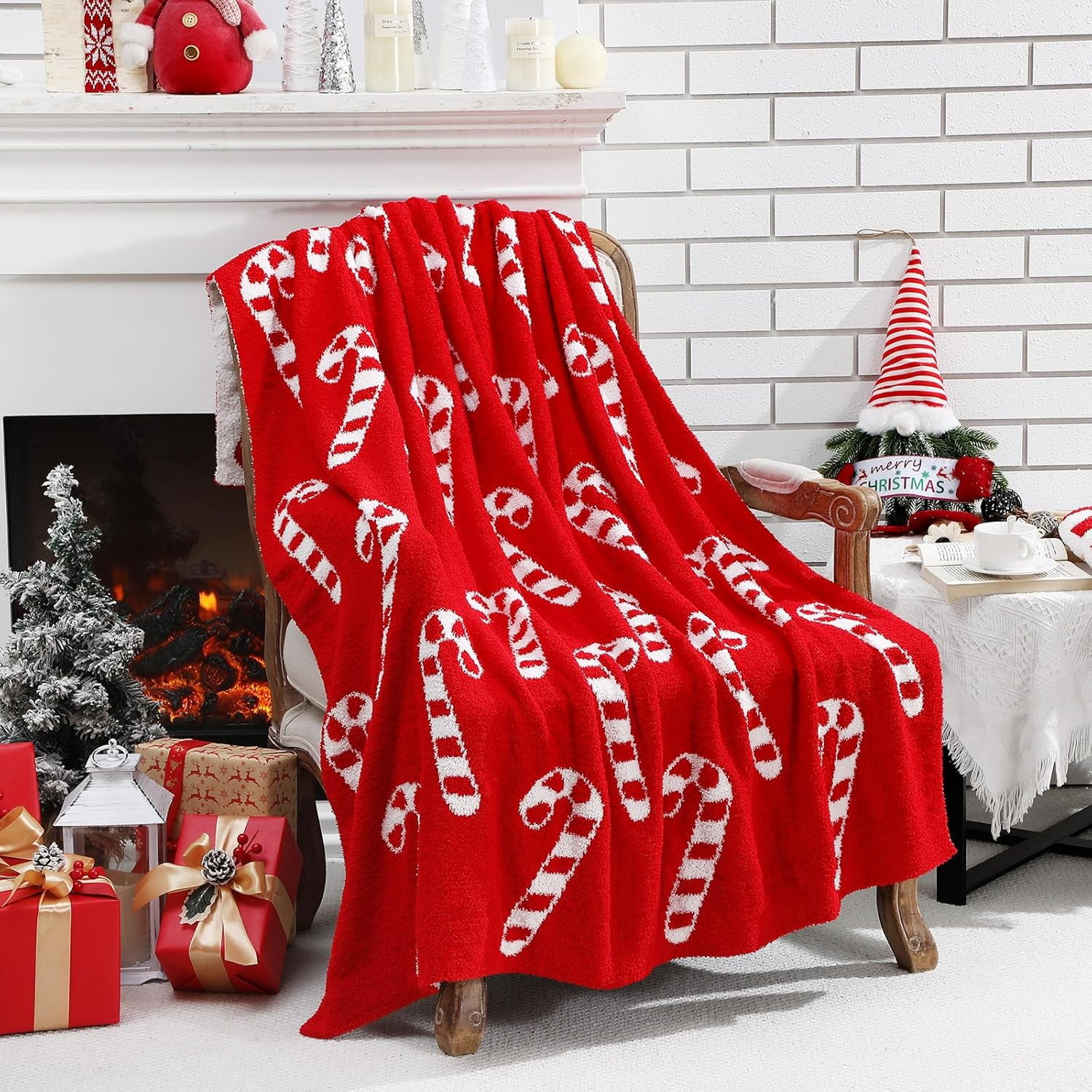 Click here for Gopfqy Buryeah Christmas Candy Cane Knit Throw Bla... prices