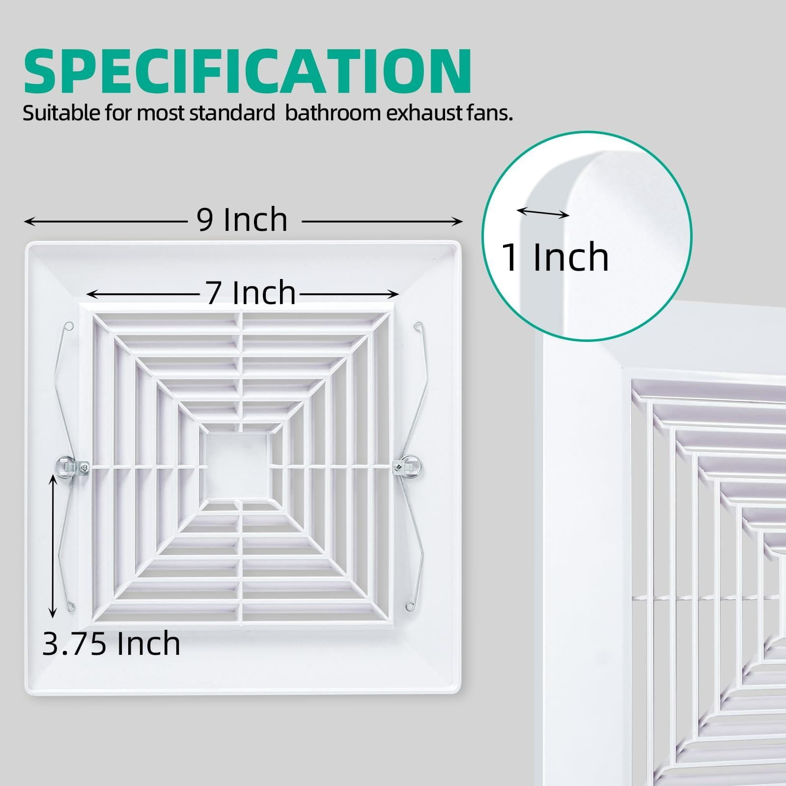Square Fan LVOERTUIG 12x12 Bathroom Exhaust Fan Cover With Springs ...