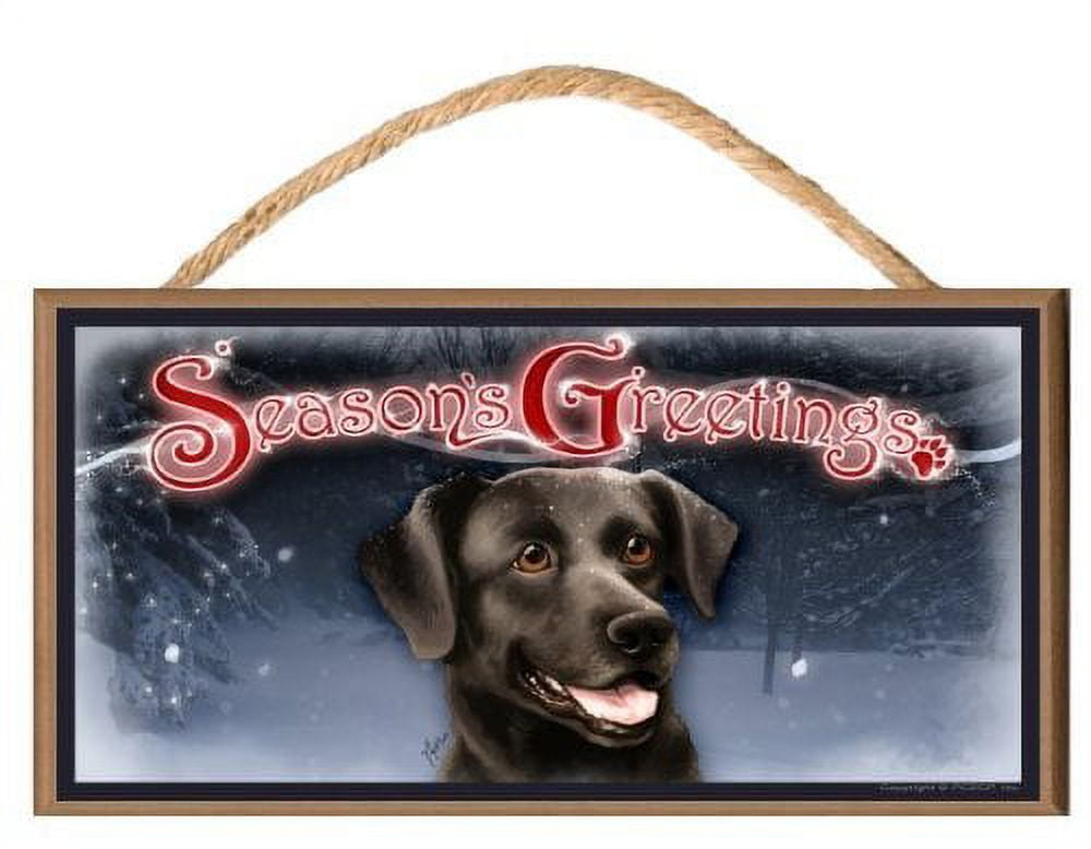 Black Lab (Labrador Retriever) v2 Dog "Season's Greetings" Dog Sign ...