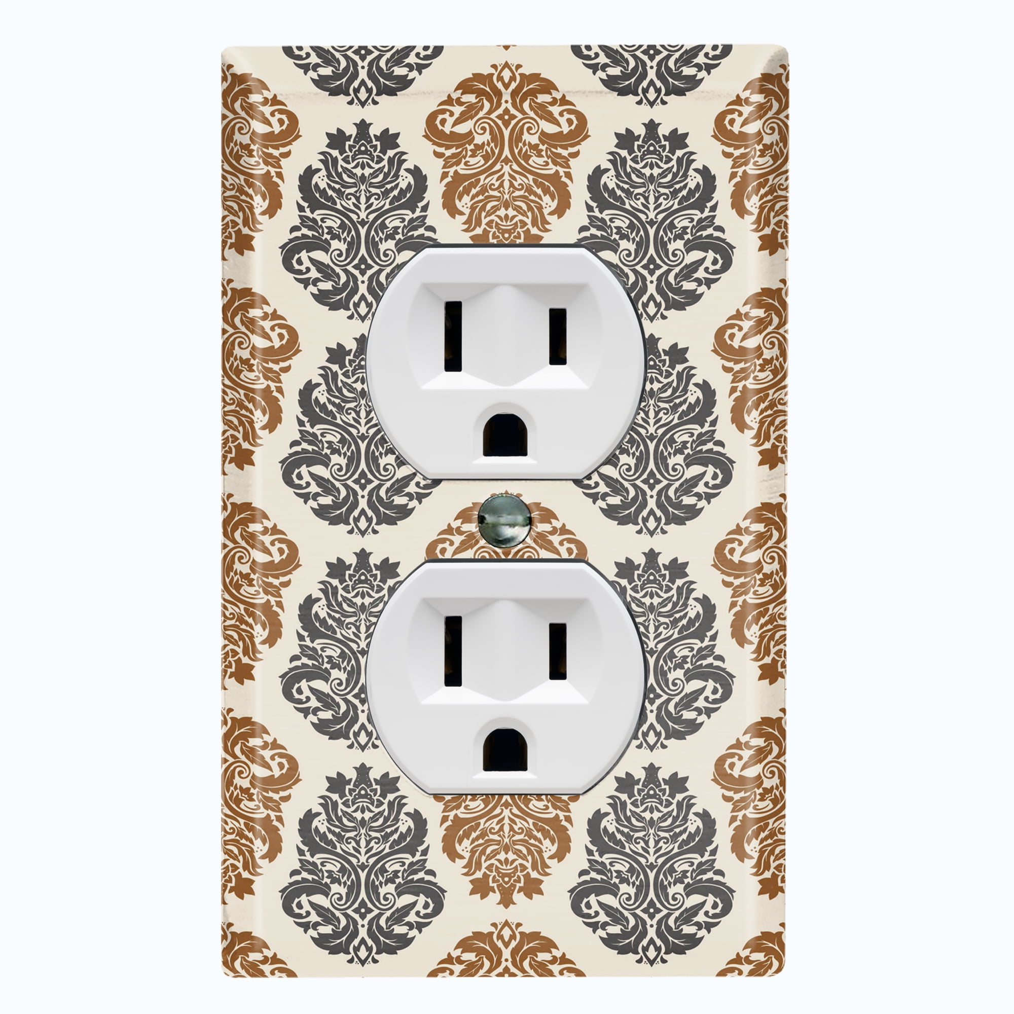 Metal Light Switch Plate Outlet Cover (Victorian Damask Flower Symbo ...