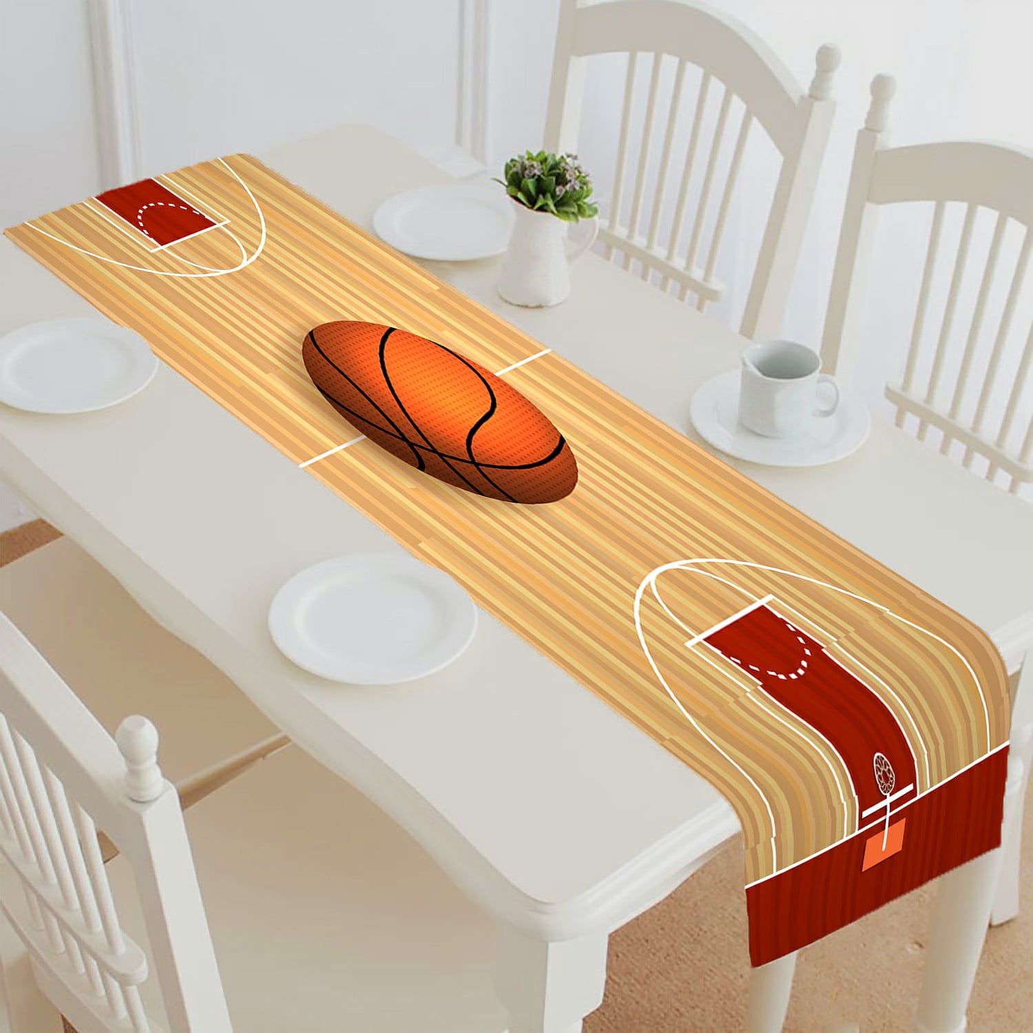 ABPHQTO Basketball Hardwood Court Floor Table Runner Placemat ...