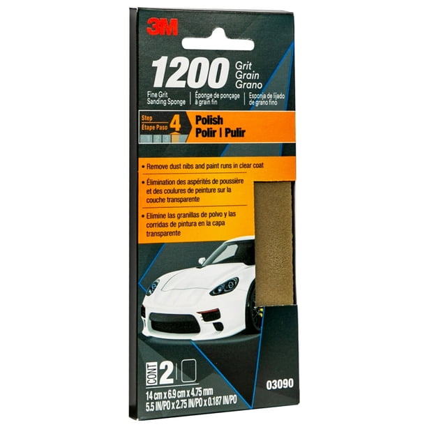 3M Flexible Performance Microfine Sanding Sponge 1200 Grit, 5.5 in x 2. ...