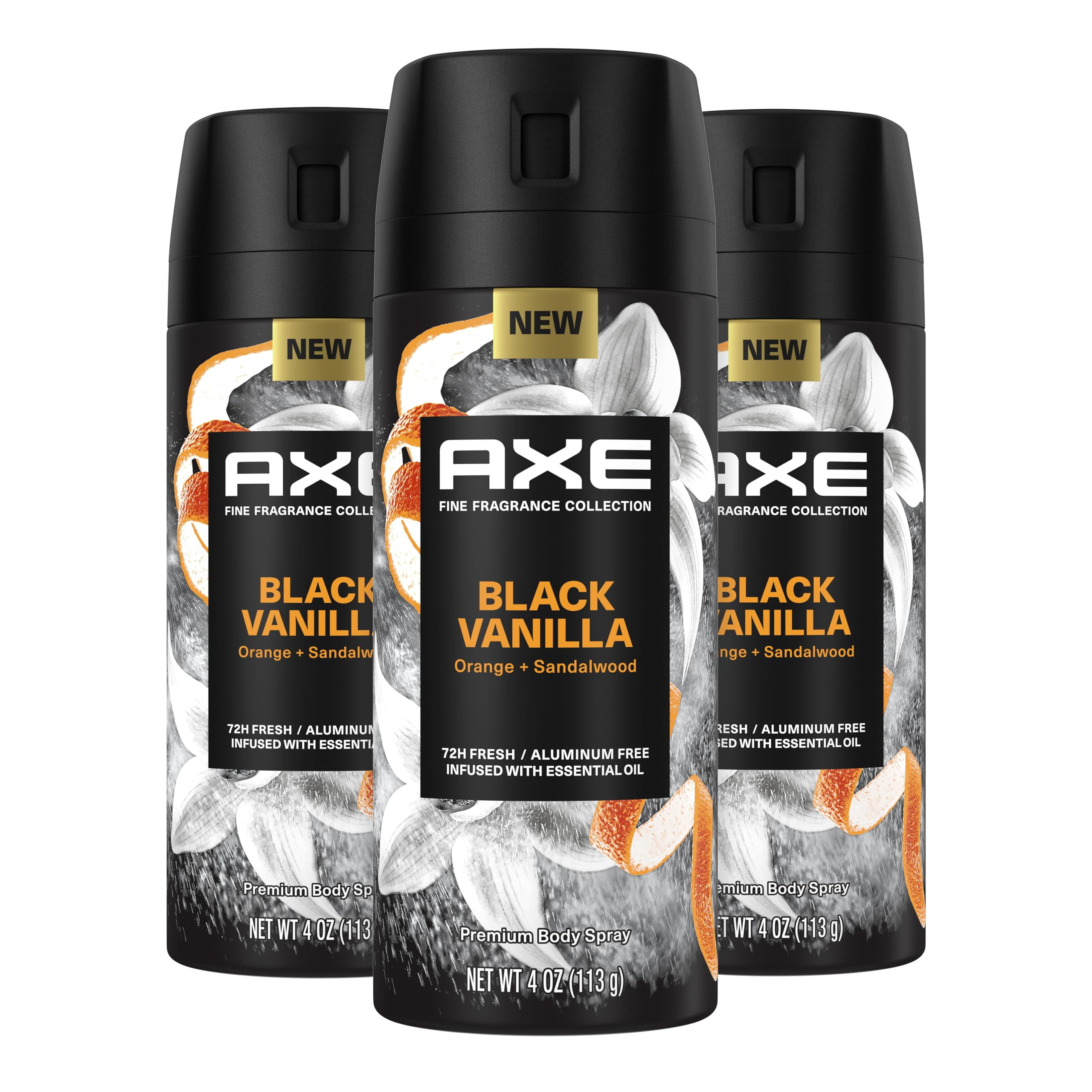 Spray corporal AXE Fine Fragrance Black Vainilla, 120 ml, paquete de 3 ...