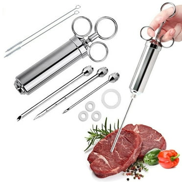 Heavy Duty Stainless Steel Meat Injector Kit, 2 oz Turkey Flavor ...