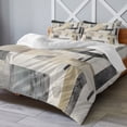 4 Piece Duvet Cover Set Cal king, Modern Gray Beige Minimalist Art Soft ...