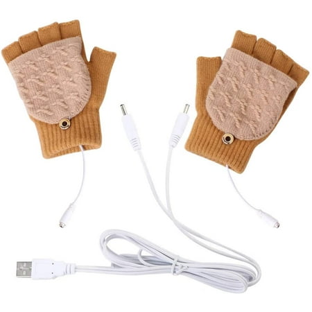 USB Heated Gloves Winter Hands Warmer,Unisex Knitted Full & Half ...
