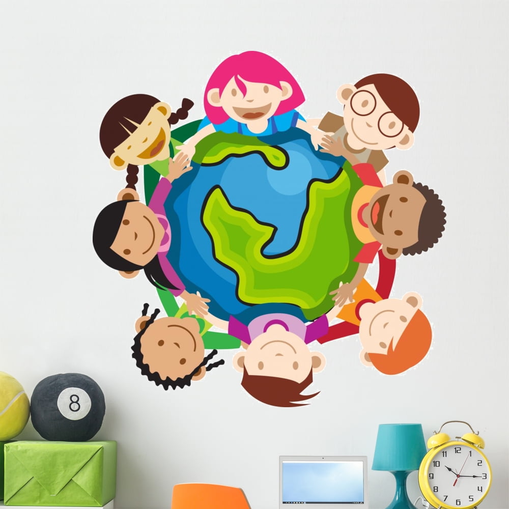 Multi Culture Kids Hands Wall Mural Decal Sticker, Wallmonkeys Peel ...