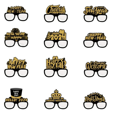 12 Pieces New Year Party Paper Eyeglasses 2024 Props, New Years Eve ...