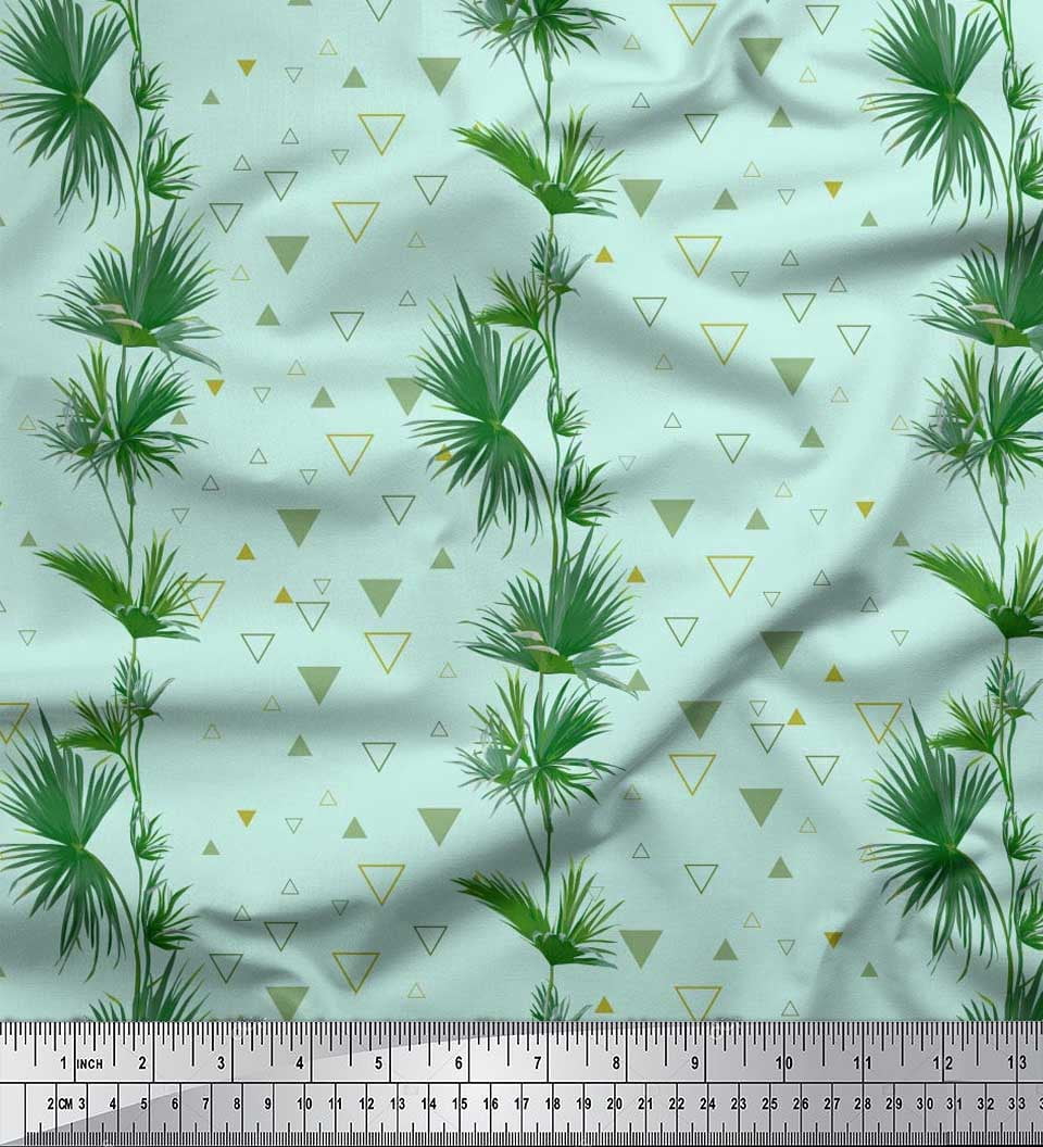 Soimoi Viscose Chiffon Fabric Triangle & Leaves Print Fabric by The ...