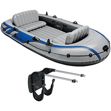 Intex Excursion 4 Inflatable Motorized Boat Set for Adults with Paddle ...