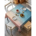 Blue Pink Ombre Sky Table Cloth, Modern Sunset Glow Bird Silhouette ...