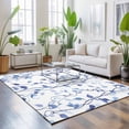 Blue Leaves Area Rugs 5x7ft Watercolor Leaf Summer Plant Farmhouse ...