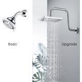 BRIGHT SHOWERS 13 Inch Shower Head Extension Arm with Flange S Shaped ...