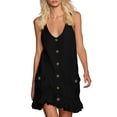 ClodeEU Women's V Neck Spaghetti Strap Button Front Mini Dress, Casual ...