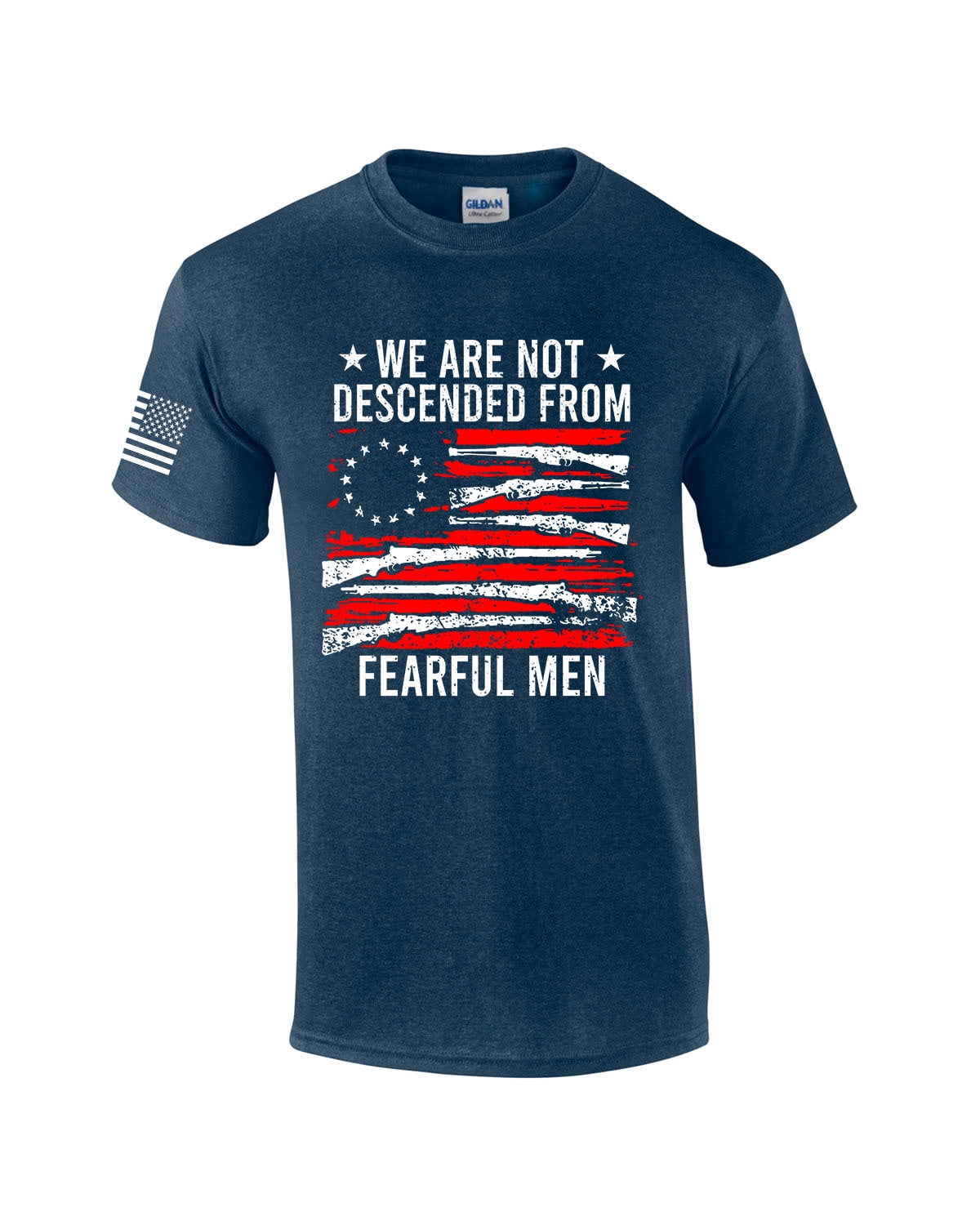 We Are Not Descended From Fearful Men American Flag Men's Short Sleeve T-shirt Graphic Tee ...