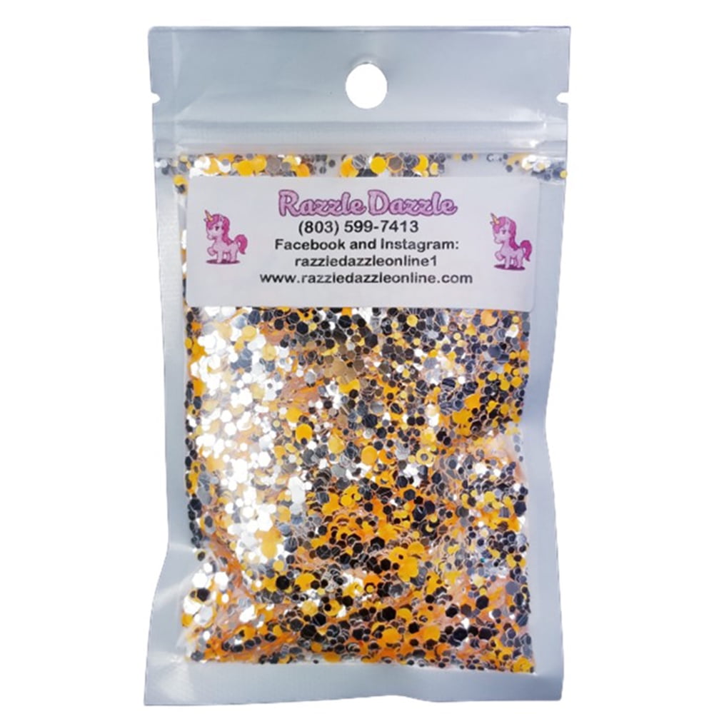 Razzle Dazzle Mimosa Fizz Gllitter With Neon Orange and Silver Hexes ...