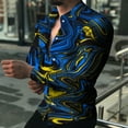 Royal Blue Mens T Shirts Graphic Tops Tee for Man Long Sleeve Collared ...