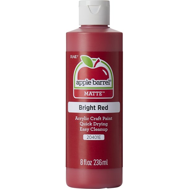 Apple Barrel Acrylic Craft Paint, Matte Finish, Bright Red, 8 fl oz ...