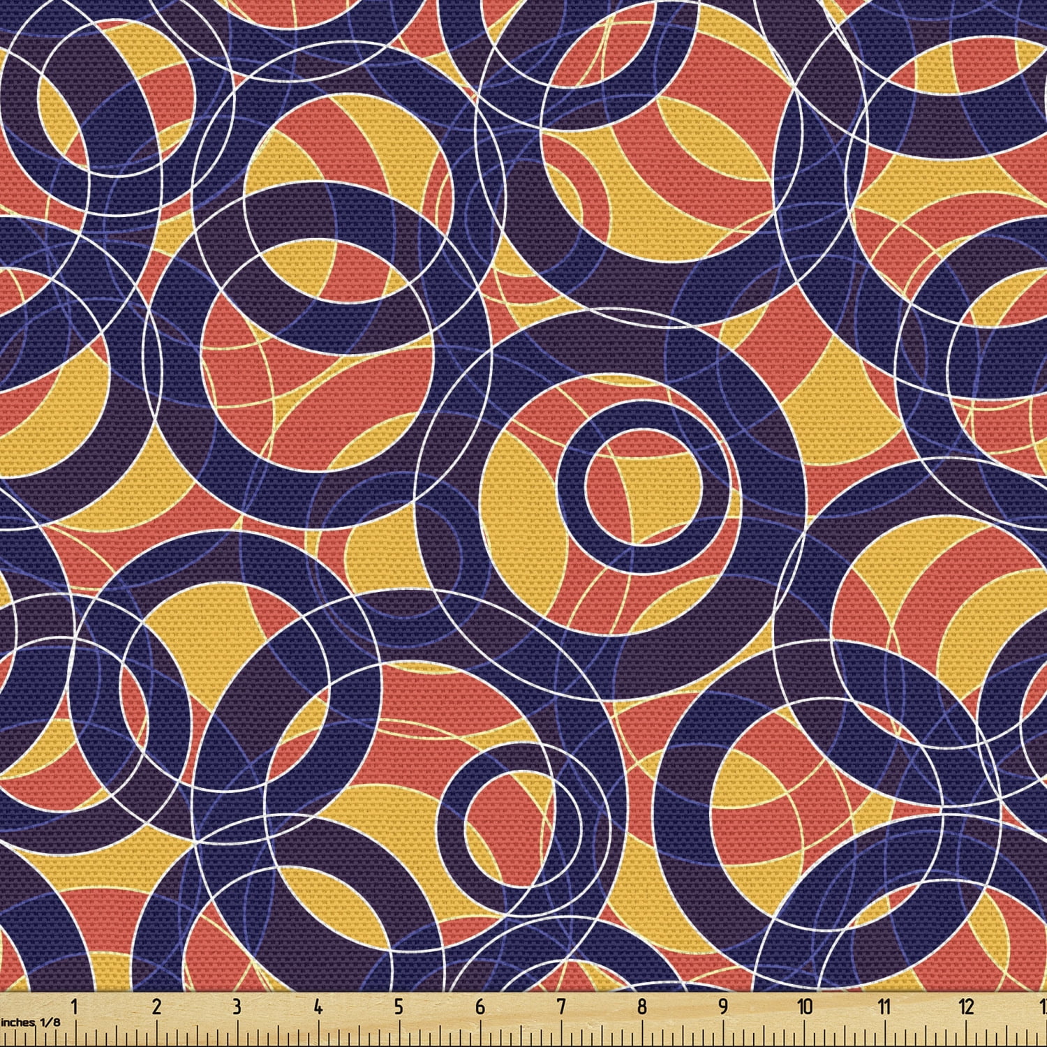 Abstract Fabric by the Yard, Overlapping Circles in Vibrant Colors ...