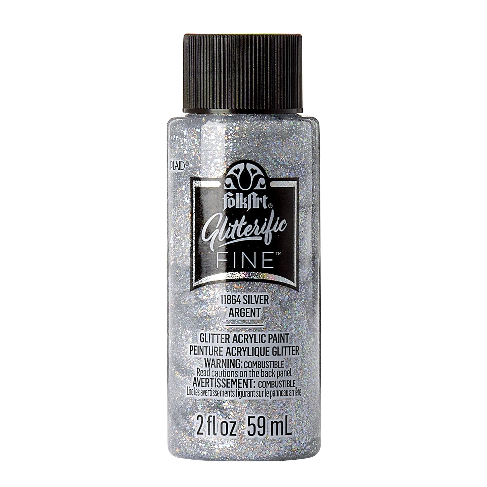 FolkArt Glitterific Fine Acrylic Craft Paint, Glitter Finish, Silver, 2 ...