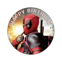 Happy Birthday Edible Cake Topper- (DEADPOOL Party Fun)-8" Round ...