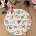 Animals Alphabetes Round Placemats Set of 8 Cartoon Learning ...