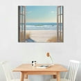 Nawypu Beach Window Wall Art Canvas: Relaxing Bedroom Living Room Blue ...