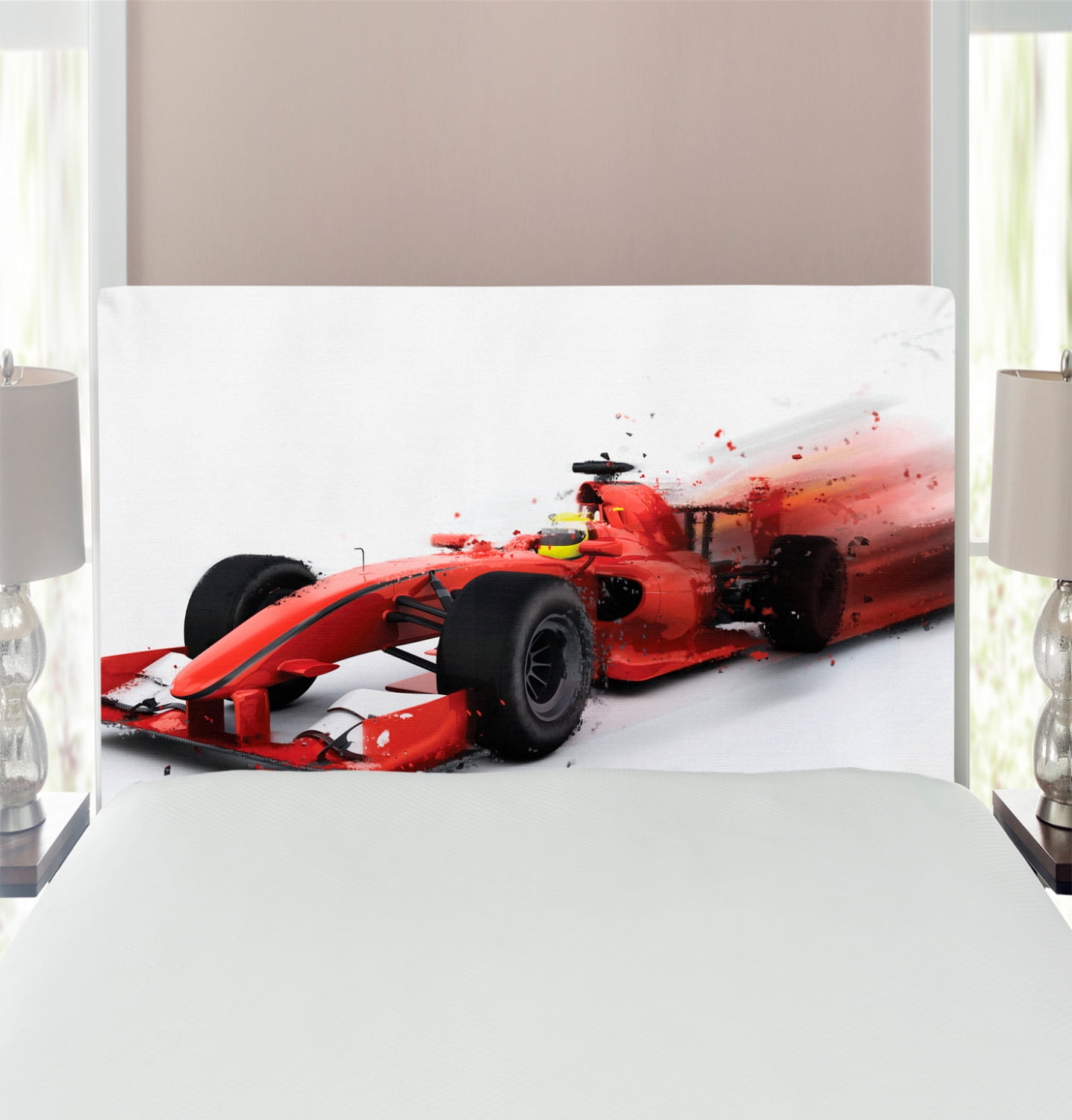 Cars Headboard, Generic Formula Racing Car Illustration with Special ...