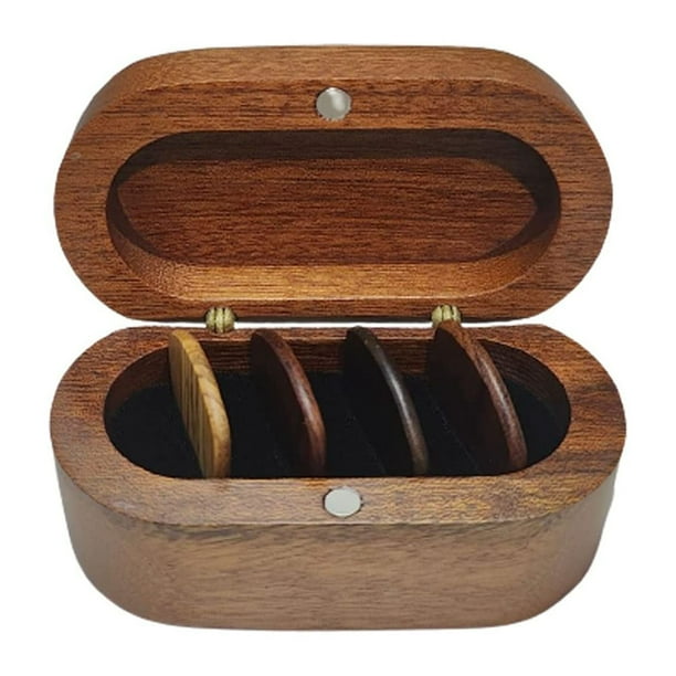 Guitar Pick Holder Set with 4 Wooden Pick Natural Keepsake Wood Guitar ...