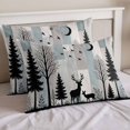 Alert Stag Silhouette California King Duvet Cover Set, Dark Forest Pine ...