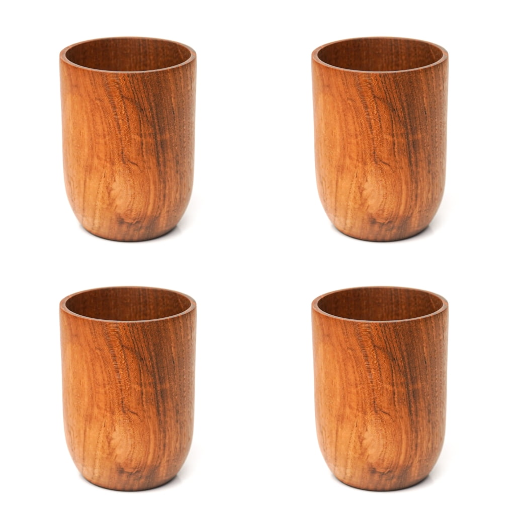 Classic Teak Wood Tea Cup - Small 4-Pack - Walmart.com