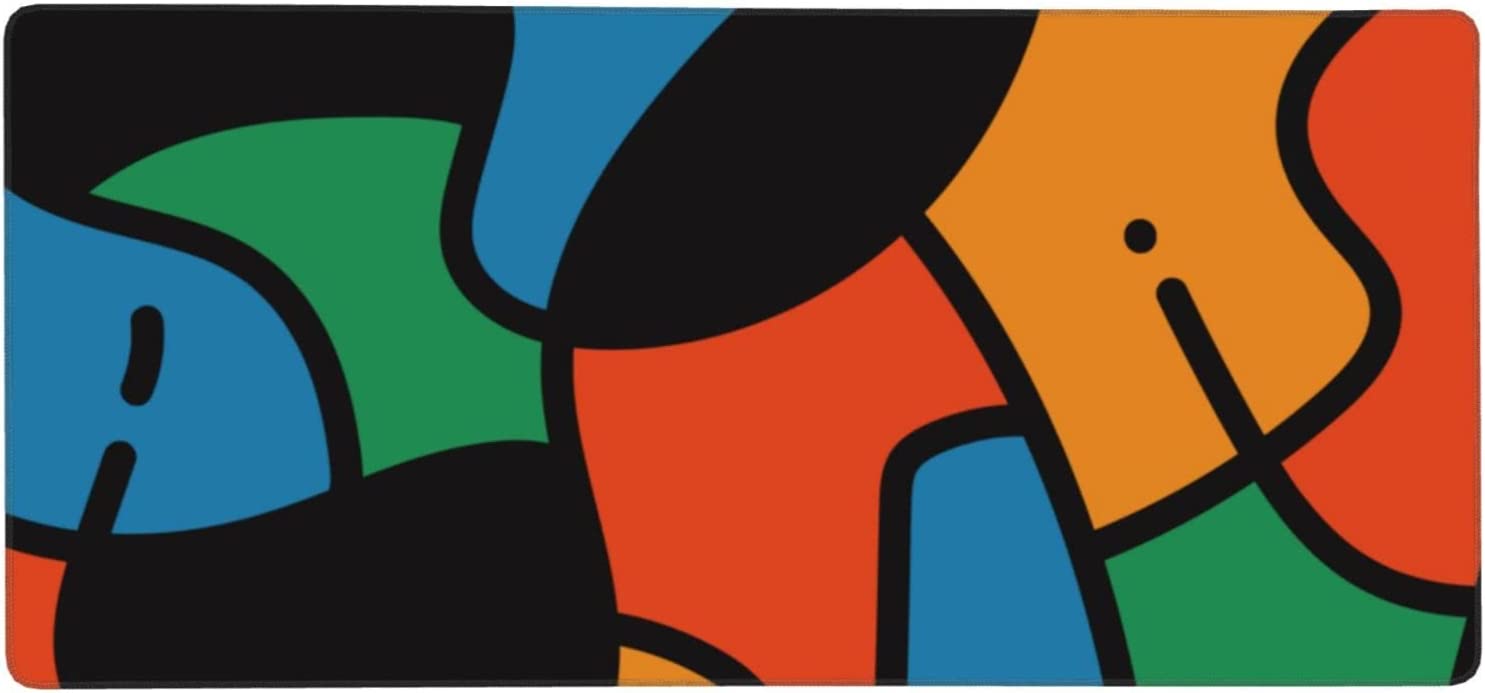 Abstract Geometric Wave Mouse Pad with Stitched Edge, Large Mouse Pad,Extended Gaming Desk Pad ...