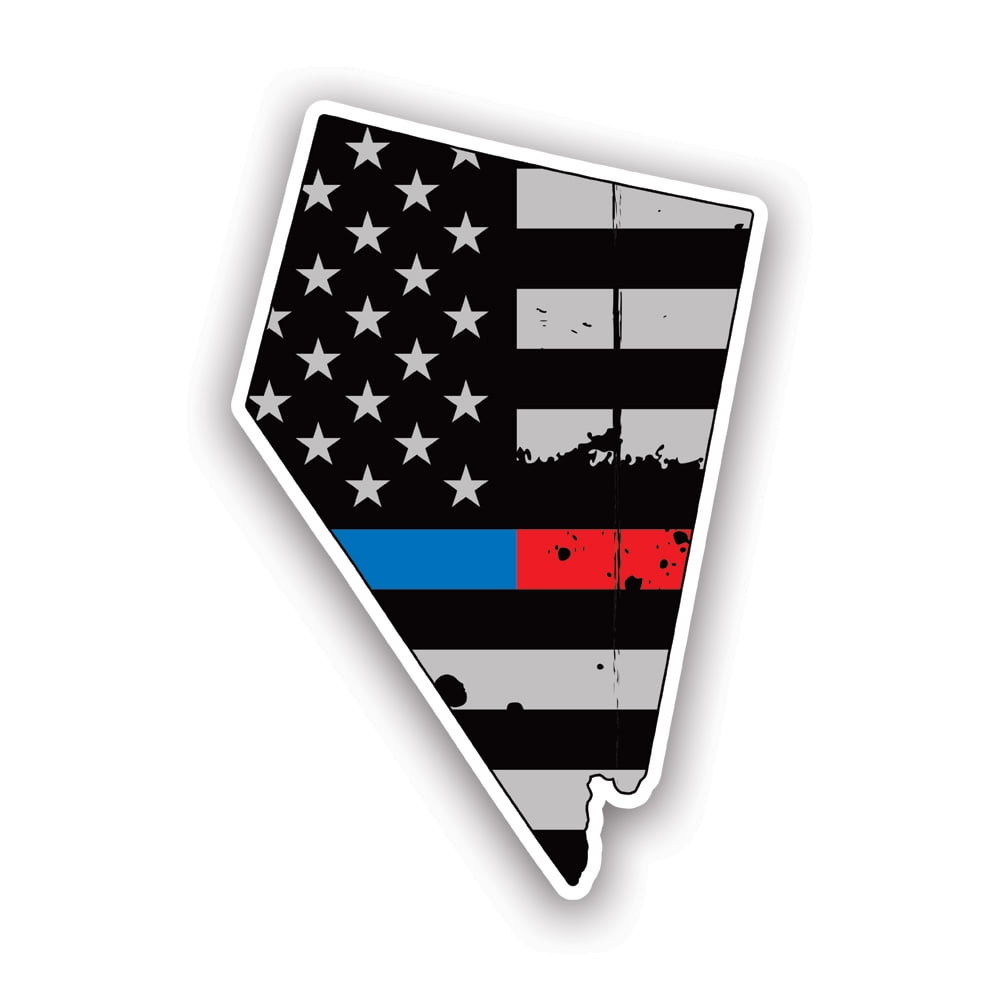 Distressed Thin Blue Red Line Nevada State Shaped Subdued US Flag ...