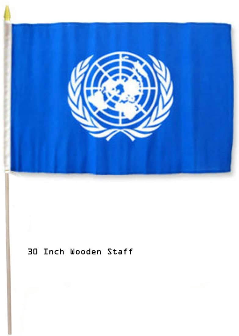 12x18 12"x18" United Nations Country Stick Flag 30" Wooden Staff ...