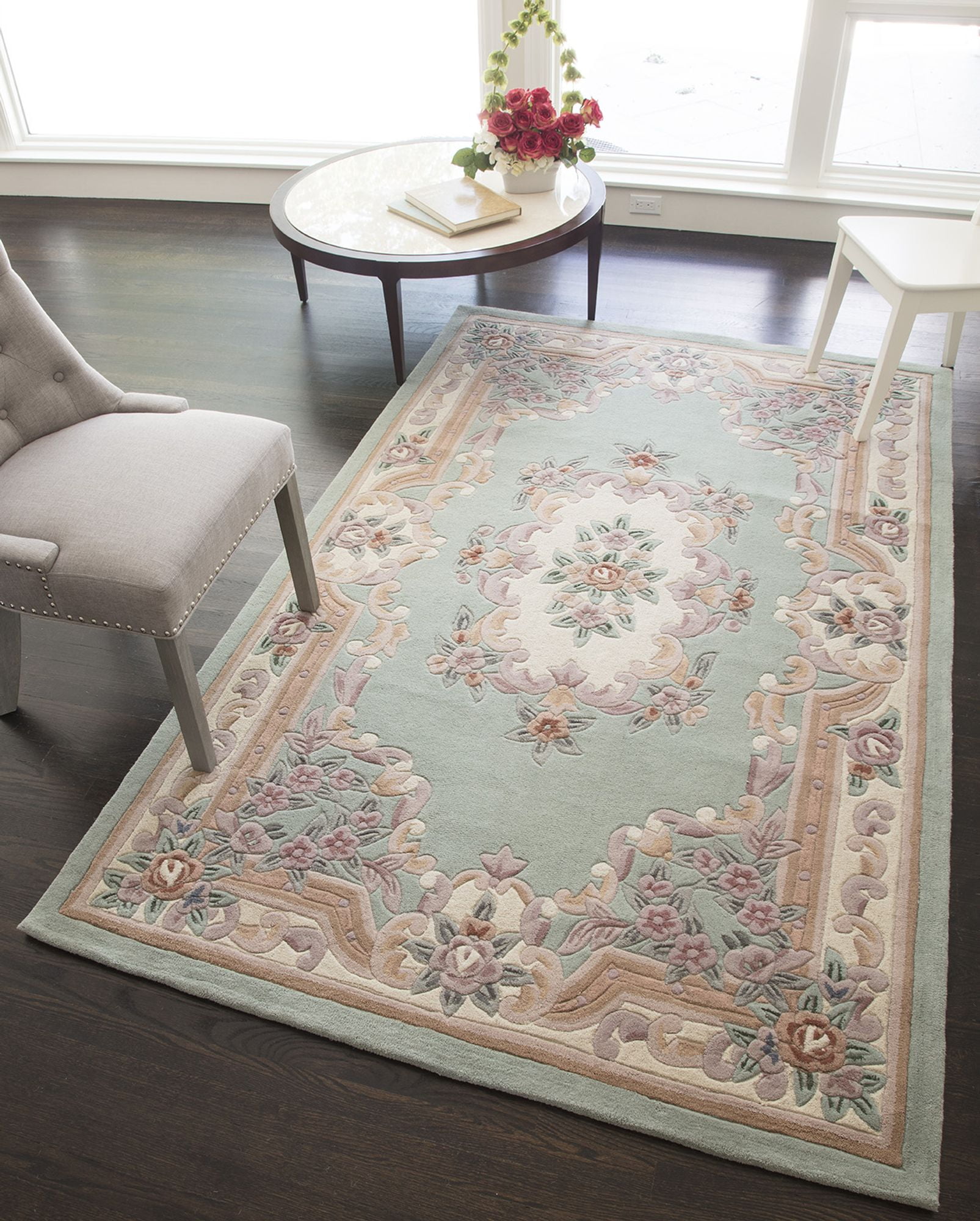 Rugs America New Aubusson Collection Light Green 510-292 Traditional ...