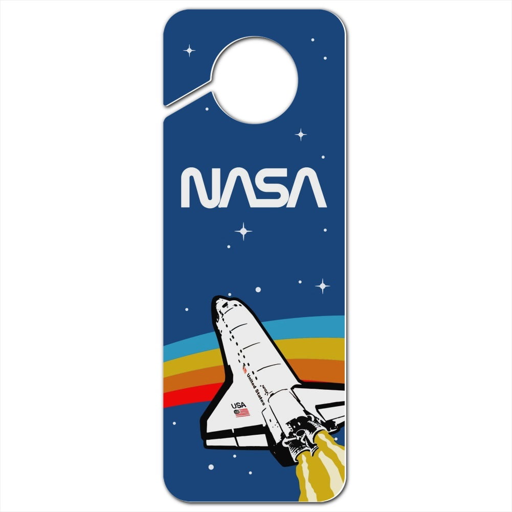 NASA Logo Over Space Shuttle with Rainbow Plastic Door Knob Hanger Sign ...