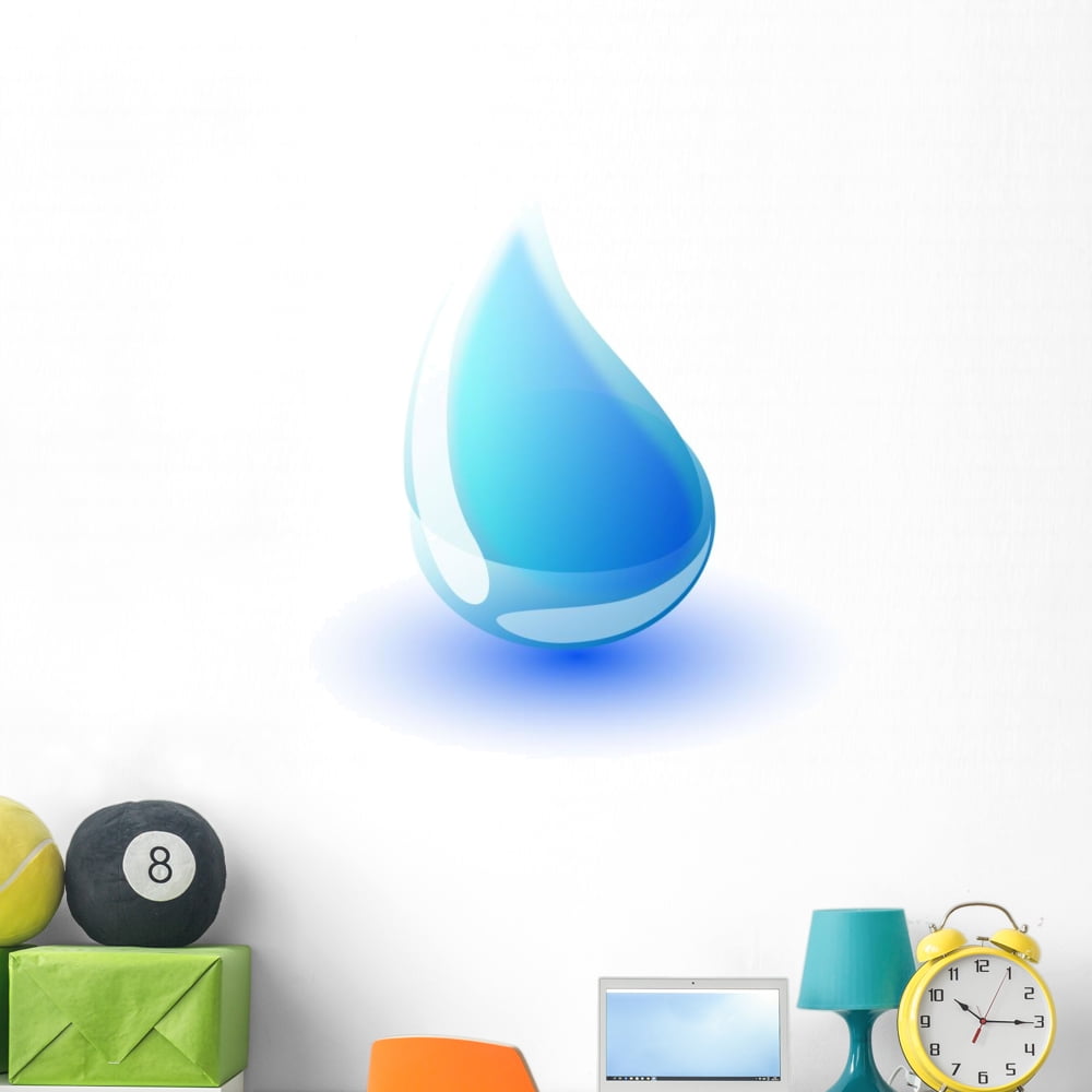 Blue Water Drop Illustration Wall Mural Decal by Wallmonkeys Vinyl Peel ...