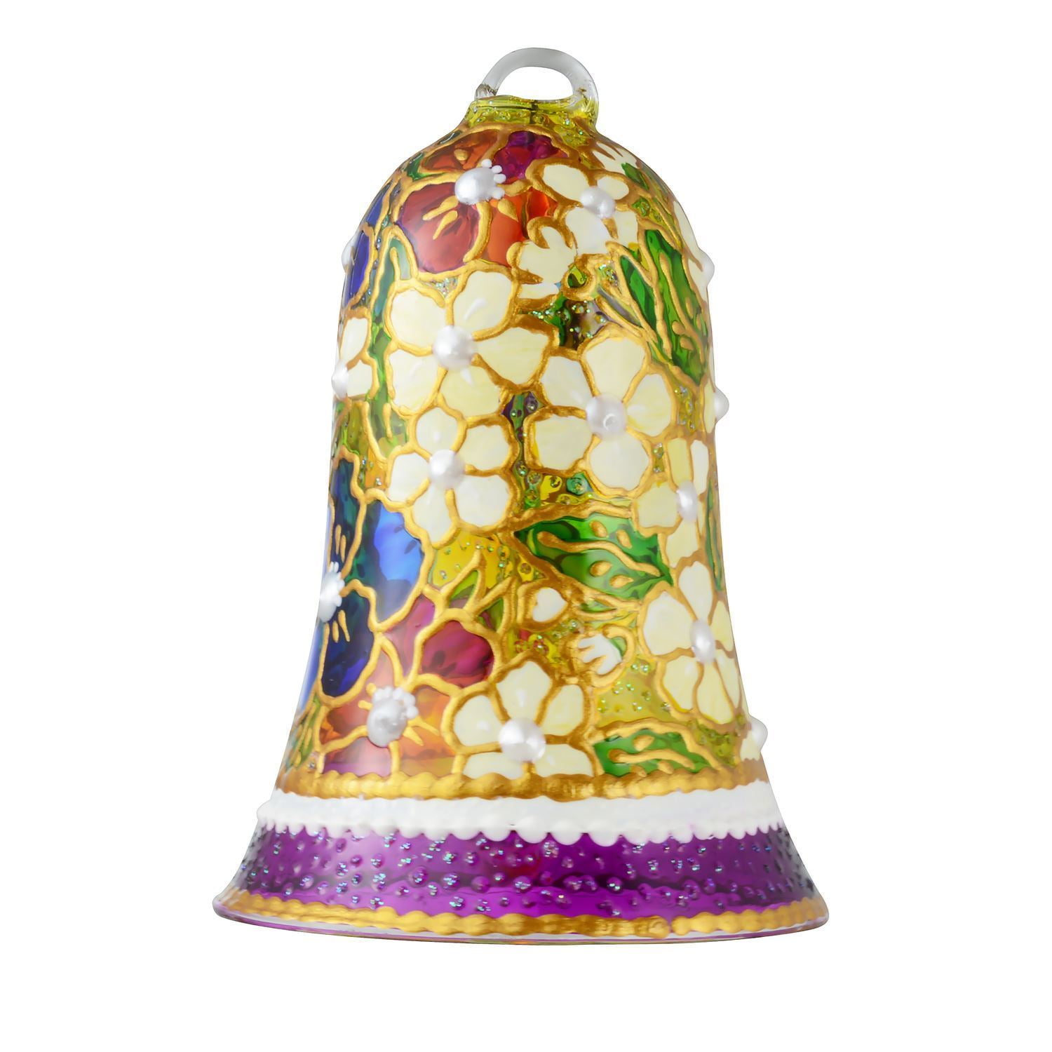 "Spring Flowers" Hand Painted Glass Bell Ornament. - Walmart.com