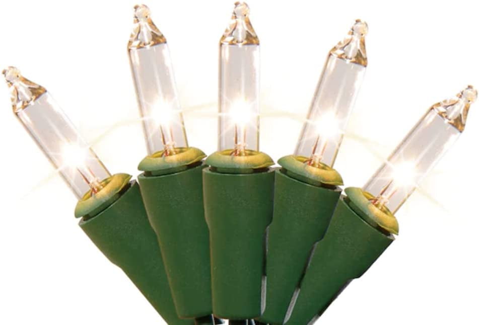 White Holiday Lights: 20 ft Outdoor String with 100 Incandescent Bulbs ...