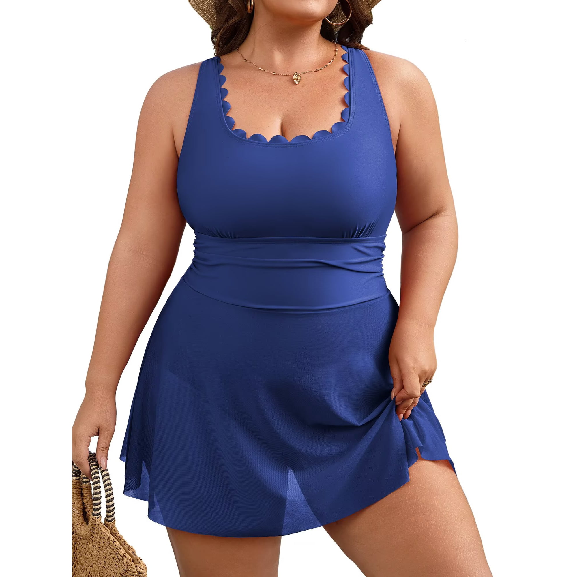 Click here for Charmo Plus Size One Piece Swimsuit Scalloped Swim... prices