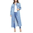 Women's Classic Distressed Cotton Denim Button Up Oversized Long Jean ...