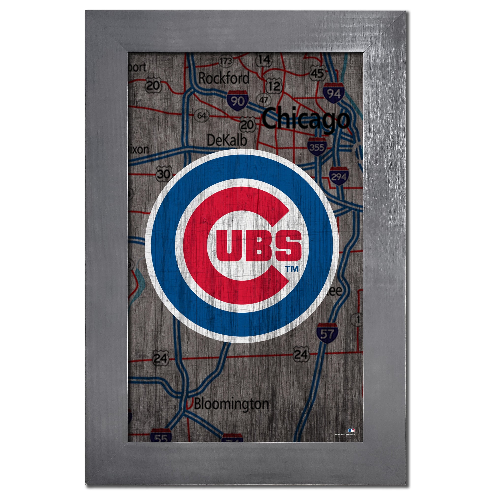 Chicago Cubs 11'' x 19'' Framed Team City Map Sign - Walmart.com