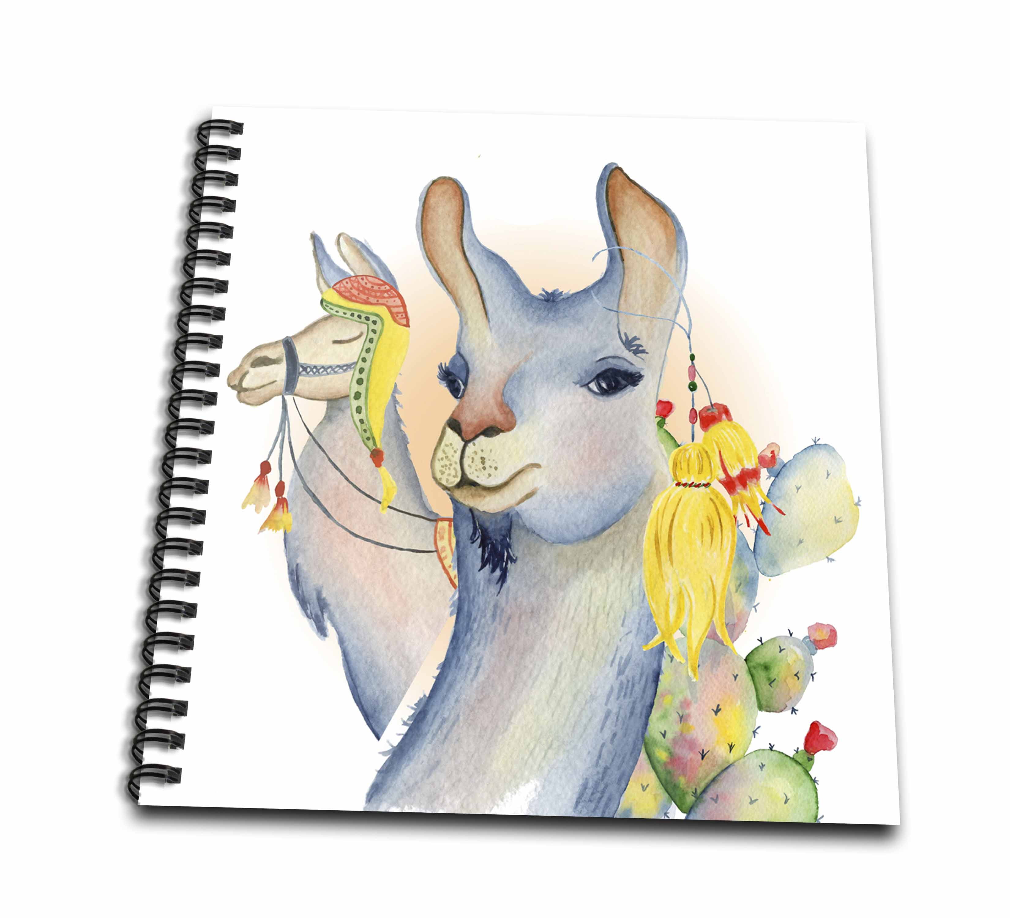 3dRose Two Cute Llamas - Drawing Book, 8 by 8-inch - Walmart.com