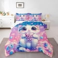 Cartoon Cat Twin Size Comforter Sets for Kids Girls Teens,Watercolor ...