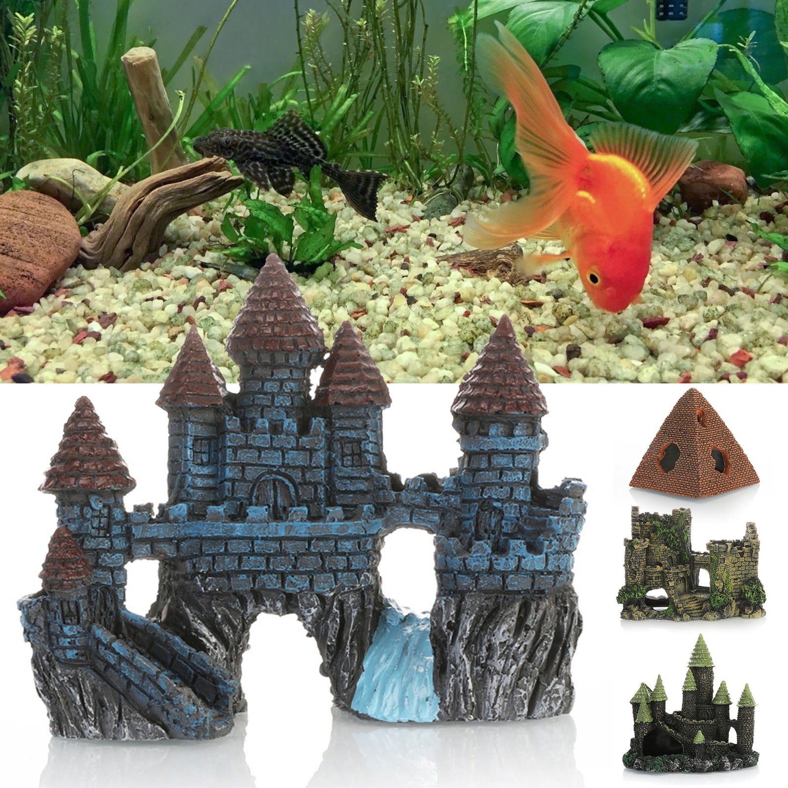 Anvazise Aquarium Landscape Realistic Appearance Hideout Decor Resin ...