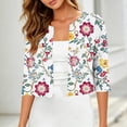 Stamzod Floral Cardigan for Dress Crew Neck 3/4 Sleeve Elegant Shrugs ...