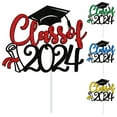 Sunsanly 1Pc/4Pcs Class of 2024 Cake Topper, Congrats Grad 2024 ...
